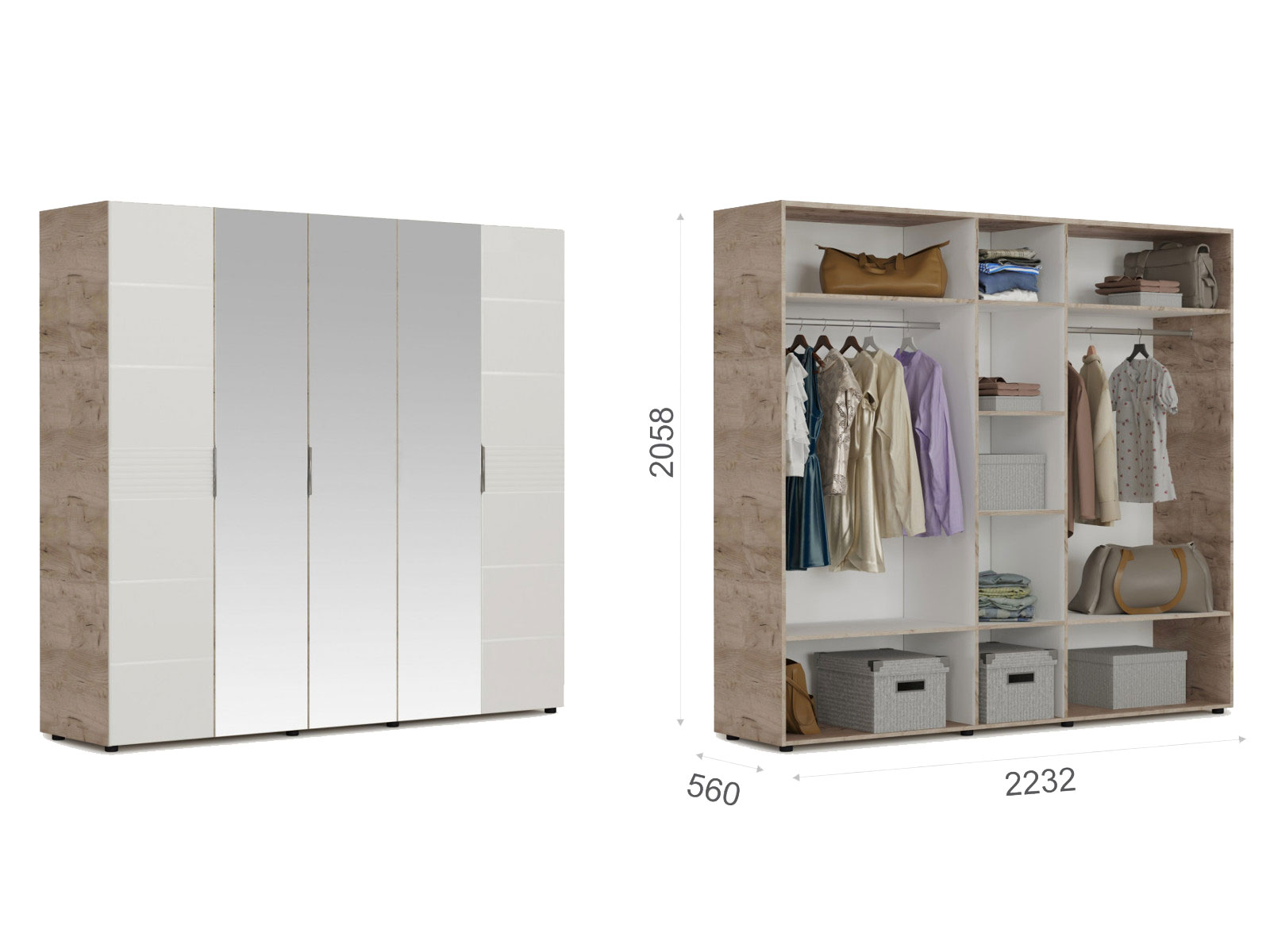 Шкаф 5 ти дверный ДЗЗЗД Джулия купить в интернет магазине ЛаймМебель ру в Екатеринбурге